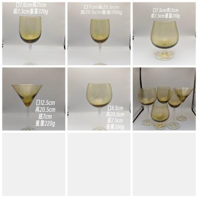 China Amber Twist Stemware Collection Five Shapes 21 cm Tall 220 g Spiral Glasses for sale
