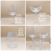 China Ribbed Clear Stemware Trio 24.5 cm Tall 180 g Three Bowl Sizes for sale