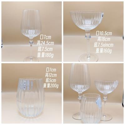 China Ribbed Clear Stemware Trio 24.5 cm Tall 180 g Three Bowl Sizes for sale