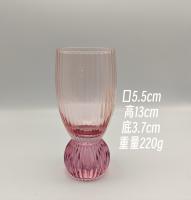 China Rosebud Ribbed Stemless Glass 13 cm Tall 220 g Ball Base Cup for sale
