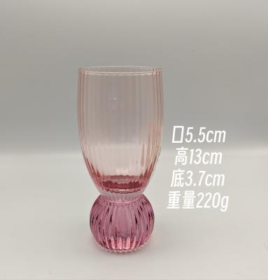 China Rosebud Ribbed Stemless Glass 13 cm Tall 220 g Ball Base Cup for sale