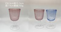 China Bubble Bowl Stemmed Glass Trio Pink Purple Blue 15.3 cm Tall 250 g for sale