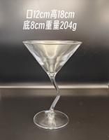China Spiral Stem Martini Glass 18 cm Tall 204 g Clear Conical Bowl for sale
