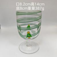 China Evergreen Christmas Tree Stemmed Glass 14 cm Tall 387 g Green Spiral Bowl for sale