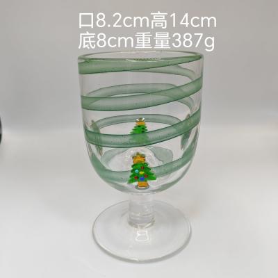 China Evergreen Christmas Tree Stemmed Glass 14 cm Tall 387 g Green Spiral Bowl for sale