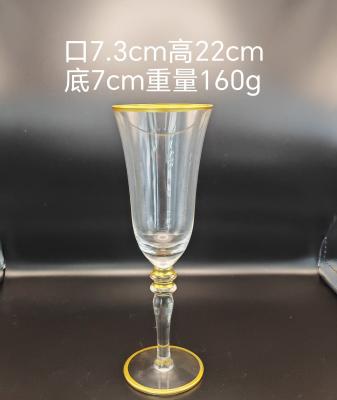 China Regency Gold Band Stemmed Glass 22 cm Tall 160 g Triple Trim Bowl for sale