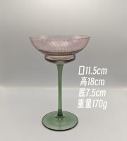 China Lilac Wide Bowl Green Stem Glass 18 cm Tall 170 g Twisted Cocktail for sale