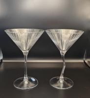 China Prism Martini Glass Pair Ribbed Cone Straight and Twisted Stem for sale