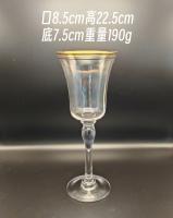 China Orbit Gold Rim Stemmed Glass 22.5 cm Tall 190 g Ball Stem Bowl for sale