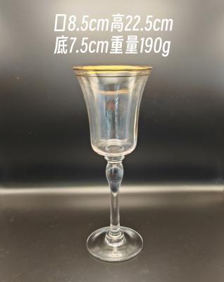 China Orbit Gold Rim Stemmed Glass 22.5 cm Tall 190 g Ball Stem Bowl for sale