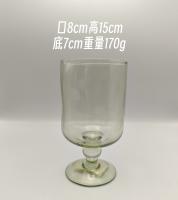 China Facet Octagonal Rim Stemmed Glass 15 cm Tall 170 g Grey Green Bowl for sale