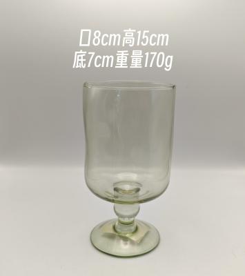 China Facet Octagonal Rim Stemmed Glass 15 cm Tall 170 g Grey Green Bowl for sale