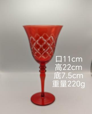 China Ruby Diamond Relief Glass 22 cm Tall 220 g Red Bowl Stemware for sale