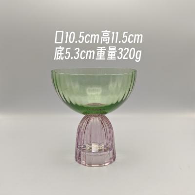 China Jade Bowl Lilac Base Stemmed Bowl 11.5 cm Tall 320 g Two Tone Glass for sale