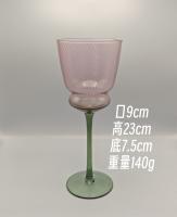China Fuchsia Bowl Green Stem Glass 23 cm Tall 140 g Twisted Stemware for sale