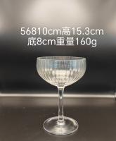 China Basin Ribbed Coupe Glass 15.3 cm Tall 160 g 10 cm Bowl Stemware for sale