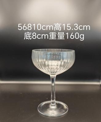 China Basin Ribbed Coupe Glass 15.3 cm Tall 160 g 10 cm Bowl Stemware for sale