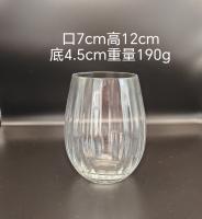 China Ripple Short Ribbed Tumbler 12 cm Tall 190 g Ring Base Glass Cup for sale
