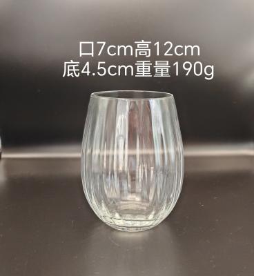 China Ripple Short Ribbed Tumbler 12 cm Tall 190 g Ring Base Glass Cup for sale