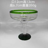 China Cancun Green Rim Margarita Glass 13 cm Tall 350 g Coloured Base Bowl for sale