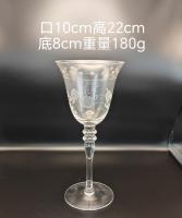 China Acanthus Etched Floral Glass 22 cm Tall 180 g Ring Stem Wine Glass for sale