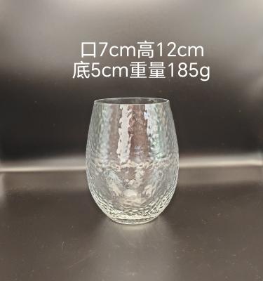 China Cobble Hammered Tumbler 12 cm Tall 185 g Short Textured Glass Cup for sale