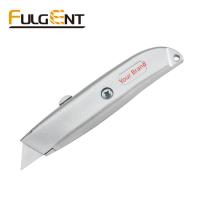 China 19mm Auto Retractable Box Cutter Zinc Alloy Self Retracting Safety Box Cutter for sale