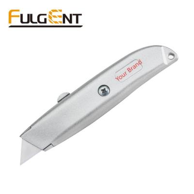 China 19mm Auto Retractable Box Cutter Zinc Alloy Self Retracting Safety Box Cutter for sale