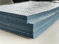 China Semi Open Cell Polyolefin PO Acoustic Foam with Aluminum Foil Layer and Adhesive Backing Premium Noise Reduction Insulation Boards Fire Resistant and Easy to Install for Ventilation Systems for sale