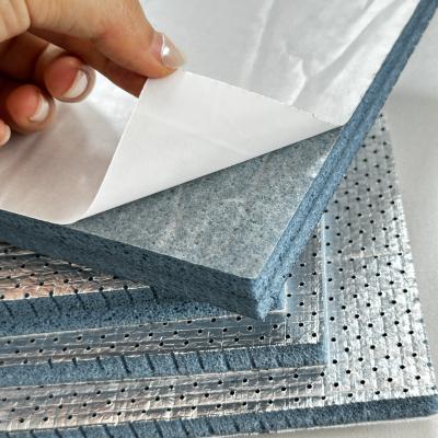 China Semi Open Cell Polyolefin PO Acoustic Foam with Aluminum Foil Layer and Adhesive Backing Premium Noise Reduction Insulation Boards Fire Resistant and Easy to Install for Ventilation Systems for sale
