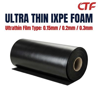 China 0.15mm 0.2mm 0.3mm Thin IXPE Foam Roll Gum Backed Waterproof Insulation Material for Tapes and Electronic Applications for sale