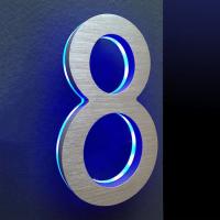 China Silver Brush Metal House Door Numbers And Letters Halo Lighting for sale