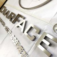 China Storefront Silver Brush 3D Metal Letters Company Logo Sign Electroplated for sale