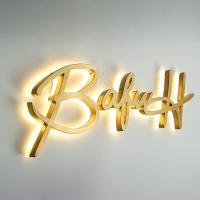 China Gold Brush Stainless Steel Backlit Letters Signs for sale