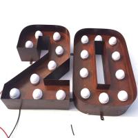 China Acrylic Stainless Steel Light Up Marquee Letter Sign Numbers With Bulbs for sale