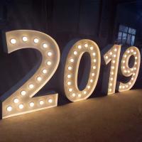 China Acrylic Stainless Steel Light Up Marquee Letter Sign Numbers With Bulbs for sale
