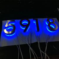 China 304 Stainless Steel Outdoor Led Number Sign Silver Brush RGB Light Numbers for sale
