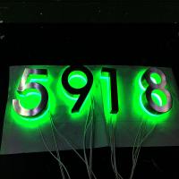 China 304 Stainless Steel Outdoor Led Number Sign Silver Brush RGB Light Numbers for sale