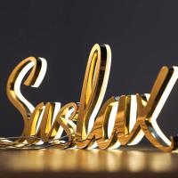 China Brush Ss 3d Letter Signgold Backlit Logo Light Up 20mm for sale