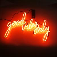 China Bar Decoration 10kv Custom Neon Sign Good Vibes Only With Acrylic Board for sale