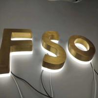 China Gold Brush Stainless Steel Backlit Signs Metal Letters for sale