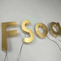 China Gold Brush Stainless Steel Backlit Signs Metal Letters for sale