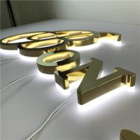 China 30mm Mirror Gold Hotel Backlit Channel Letter Signs for sale