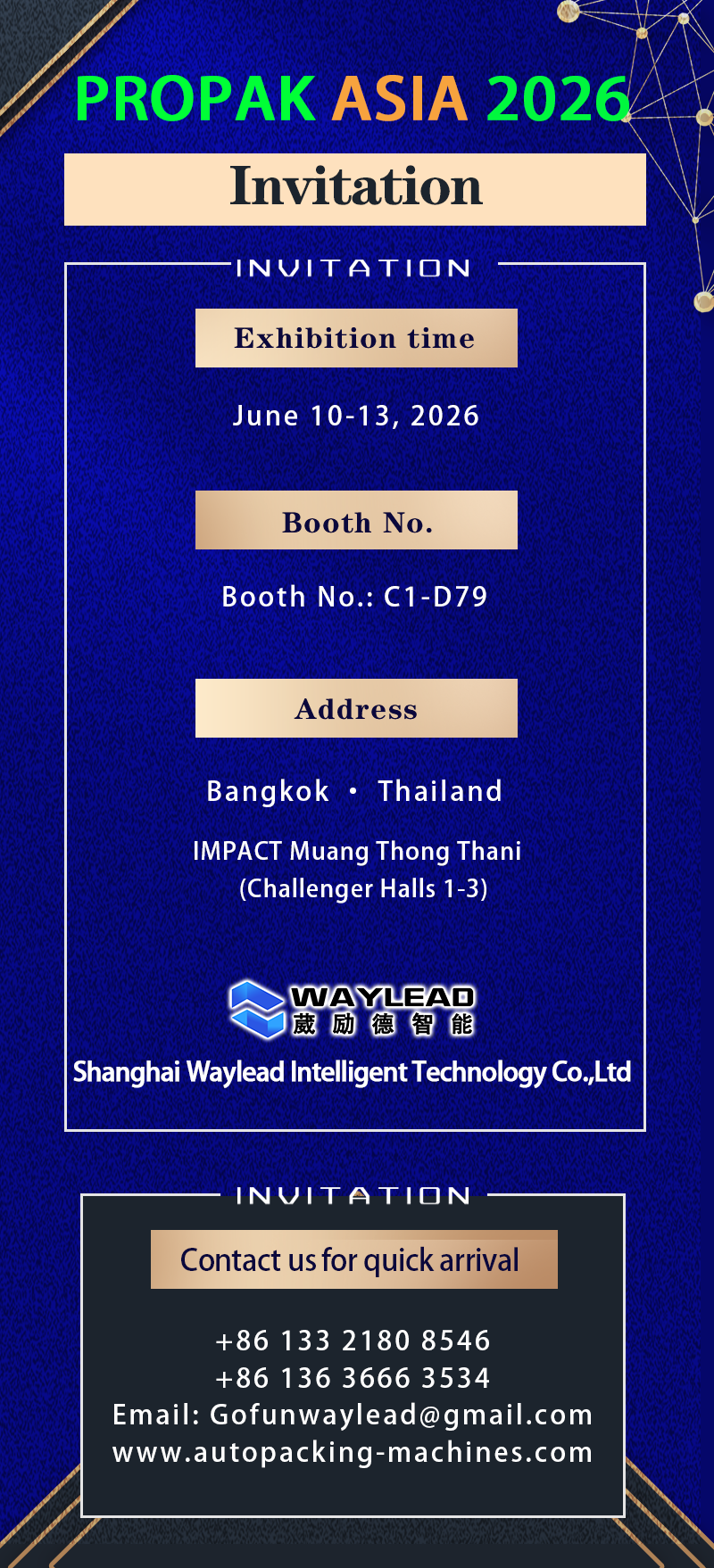 Shanghai Waylead to Showcase Complete Packaging & Palletizing Line at PROPAK ASIA 2026 – Booth C1-D79