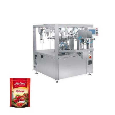 China Stainless Steel 304 Liquid Zipper Pouch Packing Machine with Anti Drip Nozzle and 70 bags/min Speed for Stand Up Doypack Filler for sale