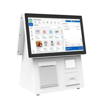 China LUNSUN 15.6-inch Dual Screen POS System with J4125 CPU, 4GB RAM, 128GB SSD for Retail Stores for sale