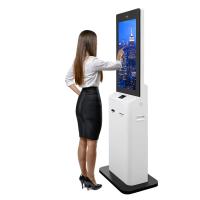 China 21.5 Inch Floor Standing Touch Screen Self-Service Hotel Check-in Kiosk with 4GB RAM and 128GB SSD for sale