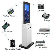 China 21.5 Inch Floor Standing Touch Screen Self-Service Hotel Check-in Kiosk with 4GB RAM and 128GB SSD for sale