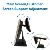 China LUNSUN 15.6 Inch Dual Screen POS System with J4125 CPU, 4GB RAM, and IPX4 Rating for Restaurant Cashless Payment for sale
