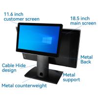 China LUNSUN 15.6 Inch Dual Screen POS System with J4125 CPU, 4GB RAM, and IPX4 Rating for Restaurant Cashless Payment for sale